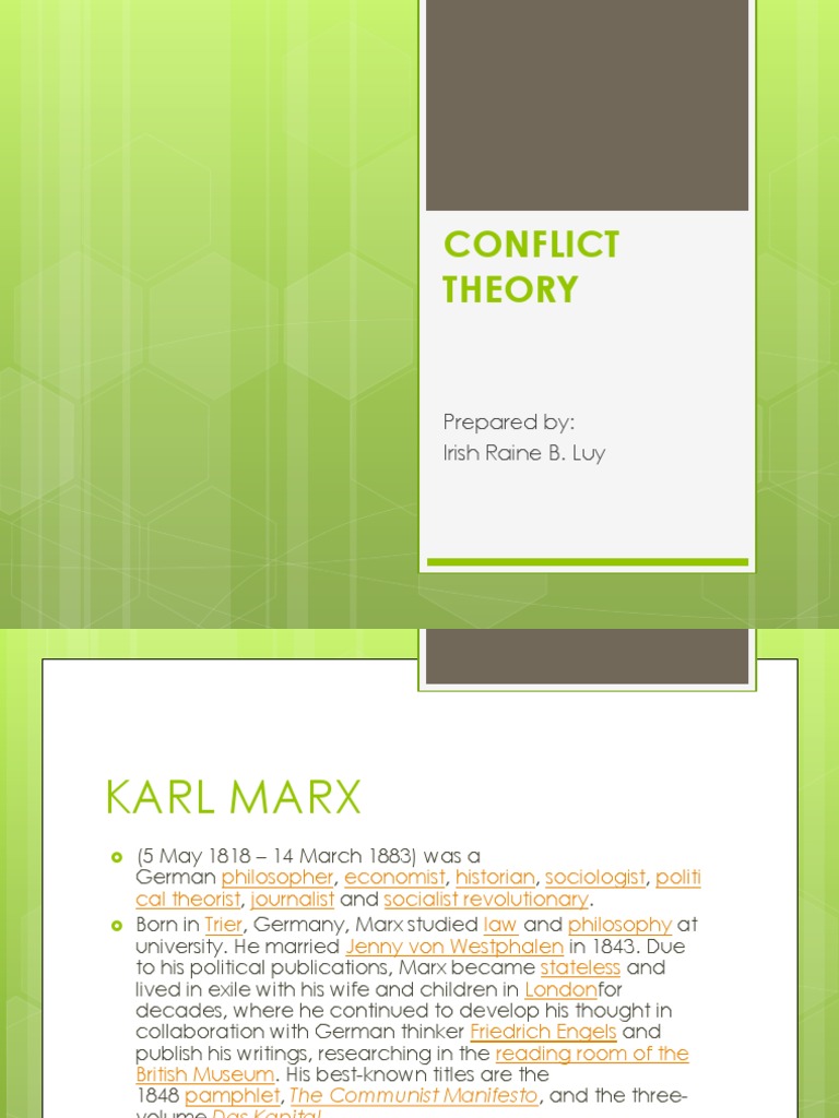 Conflict Theory: Prepared By: Irish Raine B. Luy | PDF | Karl Marx ...
