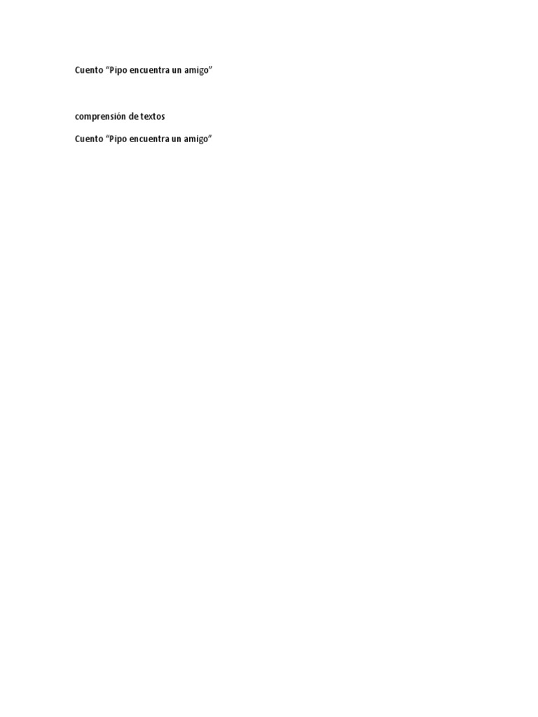 Cuento Pipo Encuentra Un Amigo | PDF