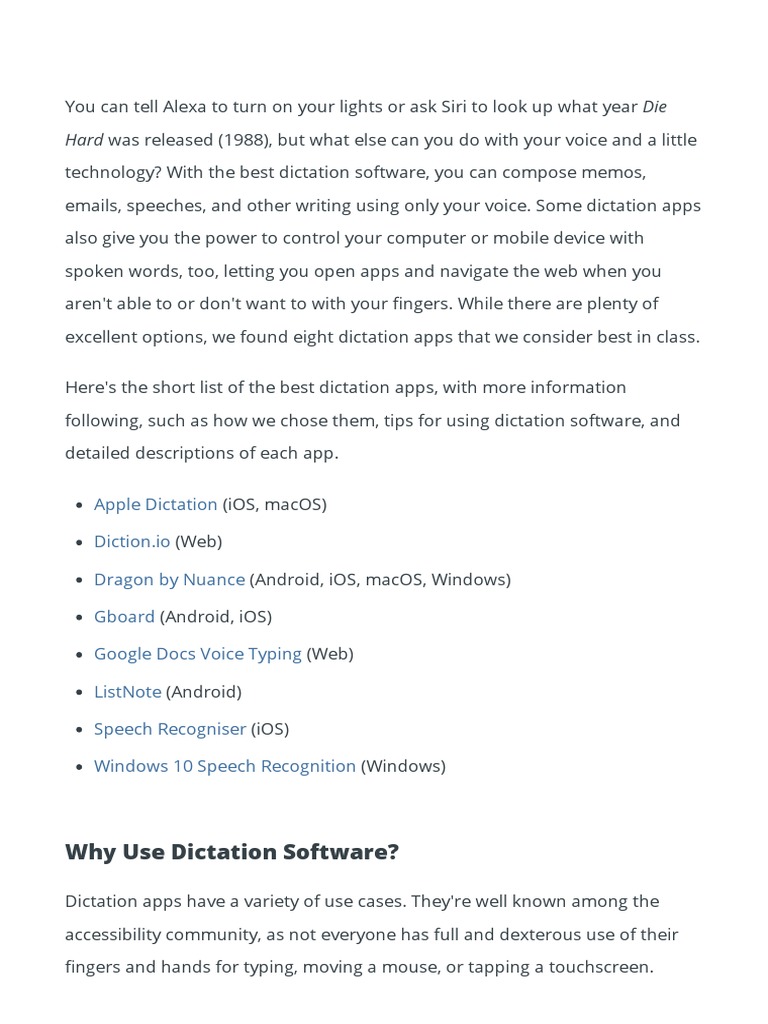 Best Dictation Software | PDF | Speech Recognition | Ios