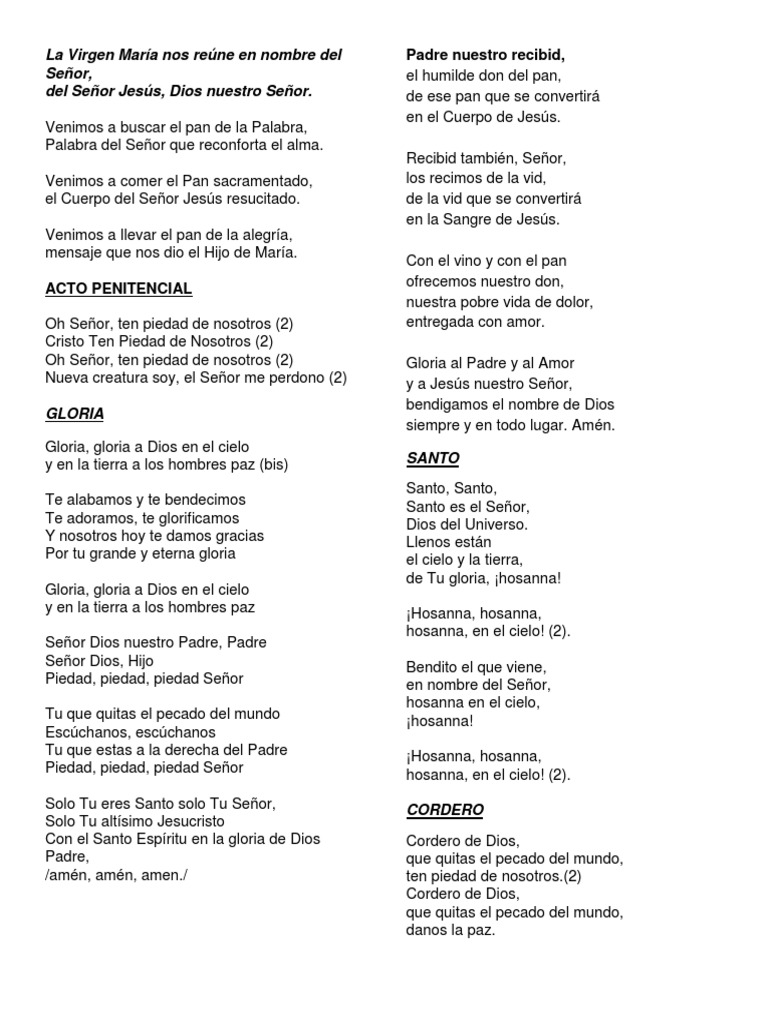 Cantos Misa Mariana | PDF | Misa (liturgia) | Cristo (título)