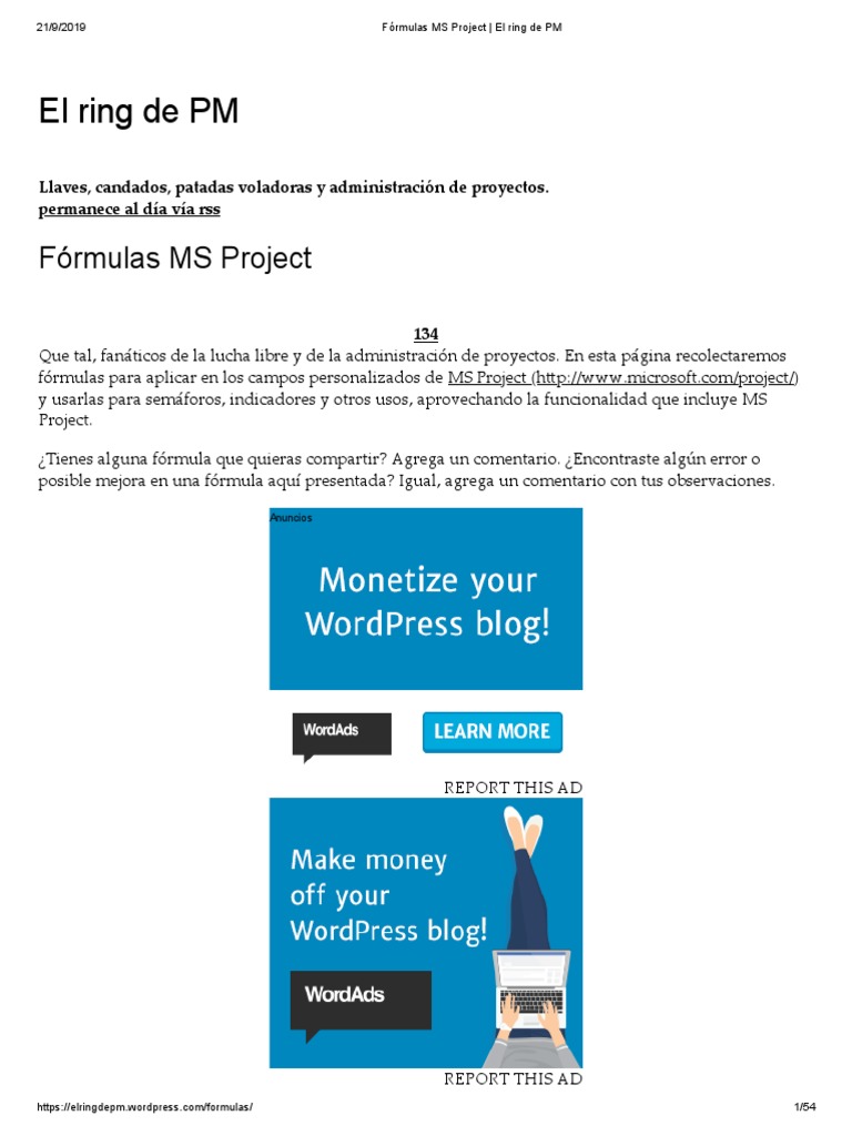Fórmulas Esenciales en MS Project | PDF | Calendario | Microsoft Excel