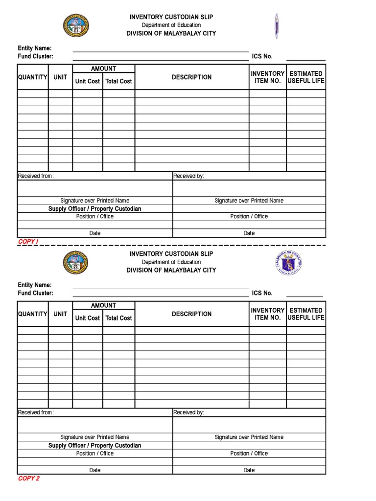 Inventory Custodian Slip | PDF | Supply Chain Management | Production ...