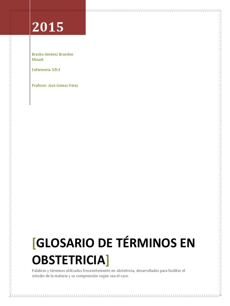 Glosario de Terminos en Obstetricia | PDF | Parto | Edema