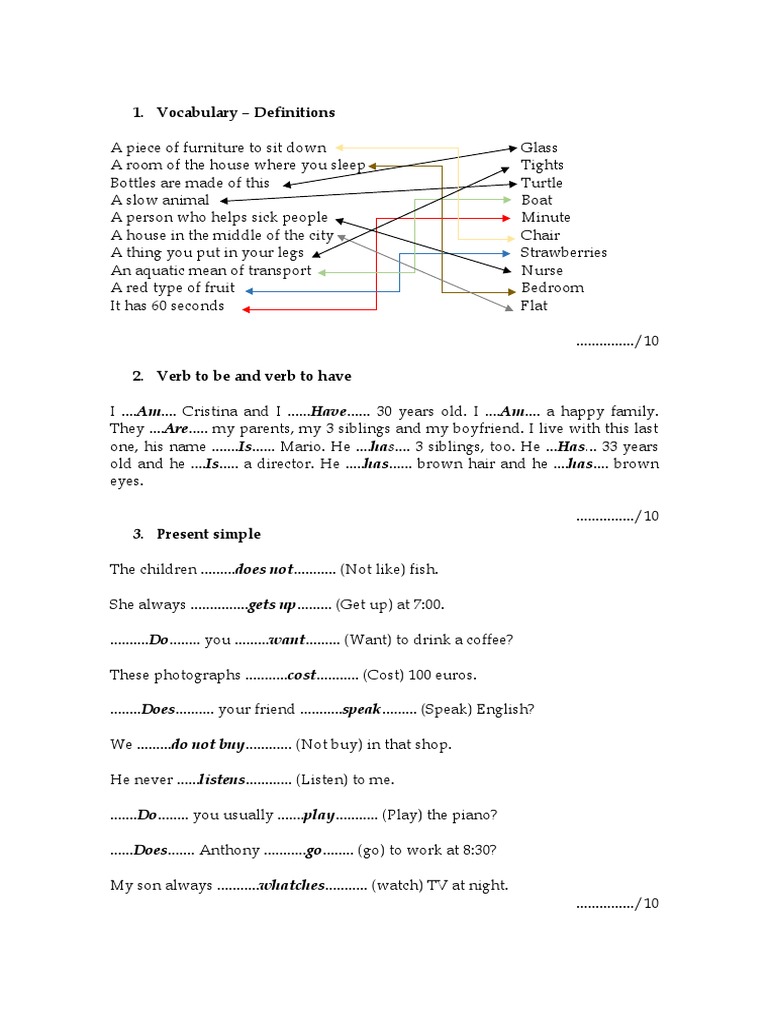 Vocabulary - Definitions | PDF