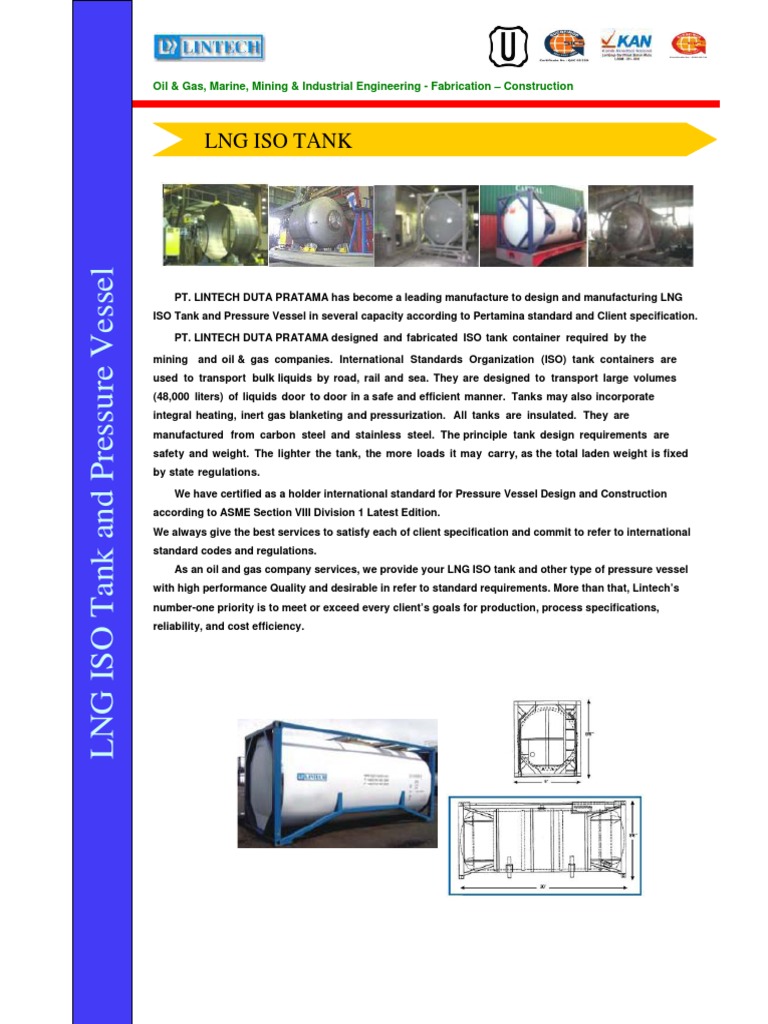 Brosur Lintech LNG ISO Tank & Other Pressure Vessel | PDF | Liquefied ...