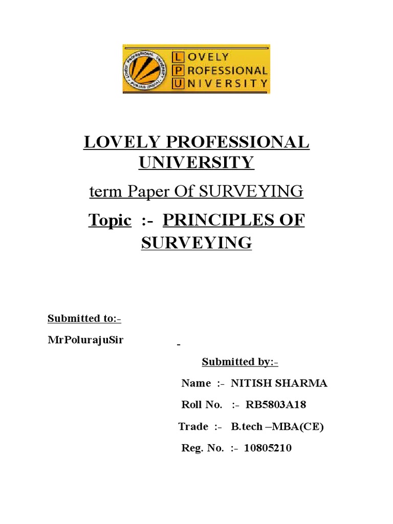 Lovely Professional University: Term Paper of SURVEYING | PDF ...