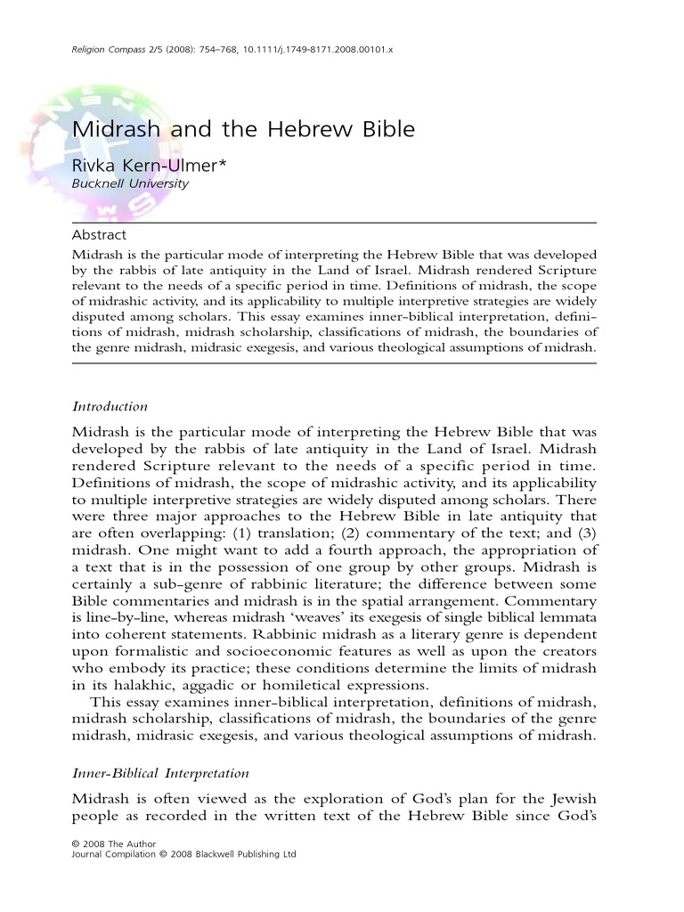 Midrash and The Hebrew Bible | PDF | Midrash | Oral Torah