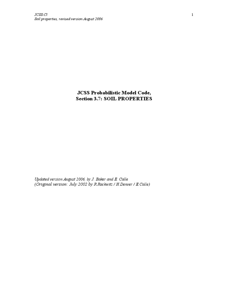 JCSS Probabilistic Model Code, Section 3.7: SOIL PROPERTIES | PDF | Stationary Process | Statistics