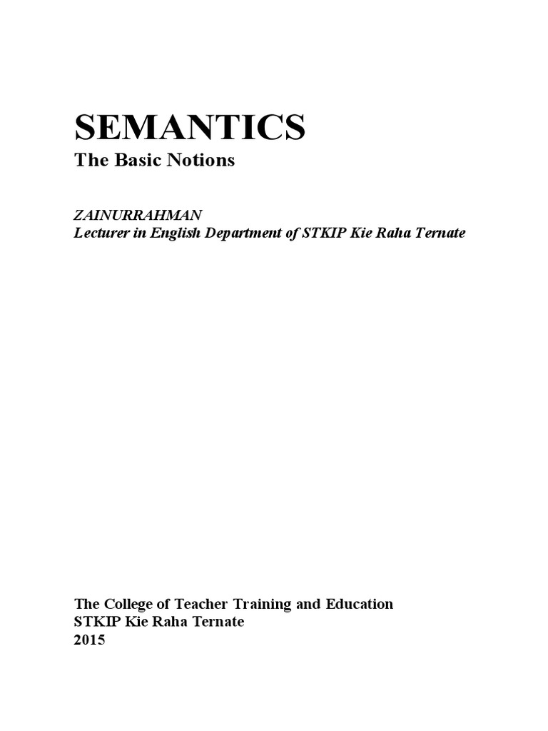 The Basic Notions of Semantics | PDF | Semantics | Logical Consequence
