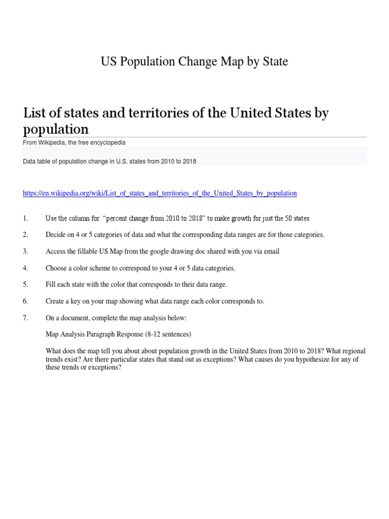 Us Population Change Map by State | PDF