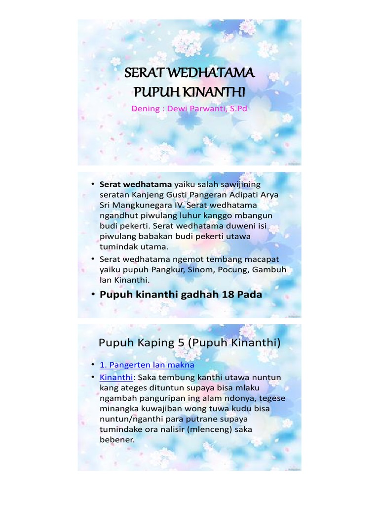 Makna dan Piwulang Pupuh Kinanthi | PDF | Seni & Disiplin Bahasa