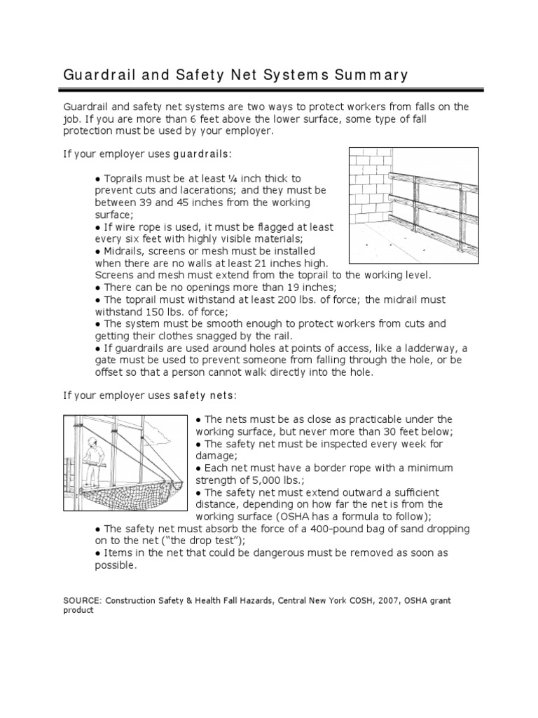 Guardrail and Safety Net Systems Summary | PDF