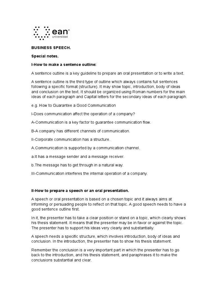 Guidelines for Developing Effective Business Speeches, Presentations ...