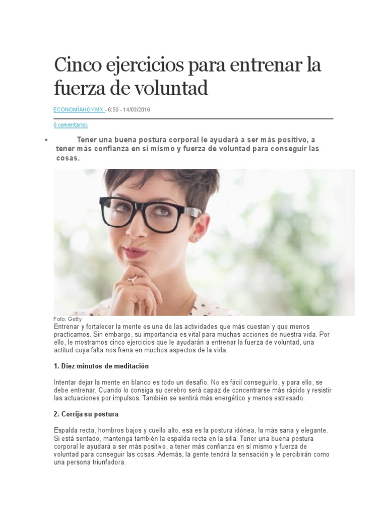 Cinco Ejercicios para Entrenar La Fuerza de Voluntad | PDF