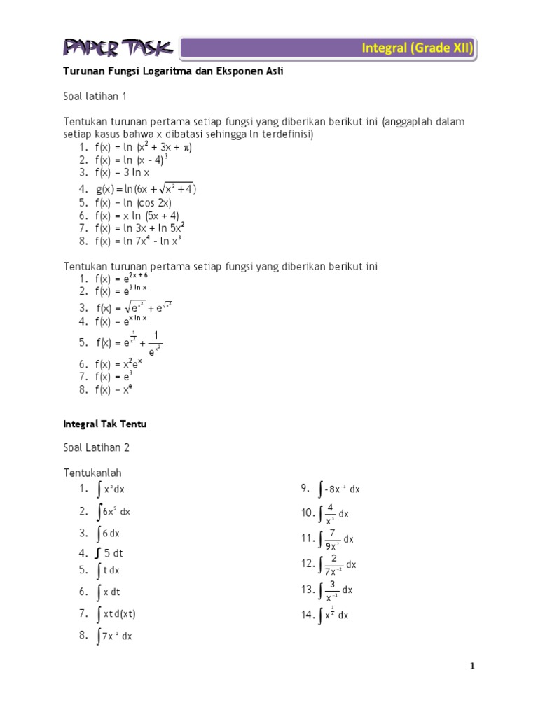 Soal Latihan Integral | PDF