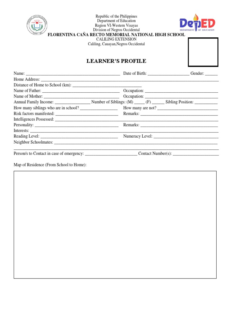 Learner'S Profile: Florentina Caña Recto Memorial National High School ...