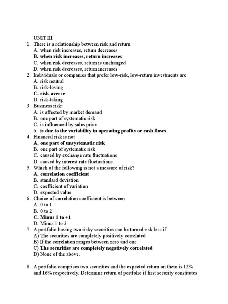 Risk and Return: Key Concepts Explained | PDF | Financial Risk | Beta ...