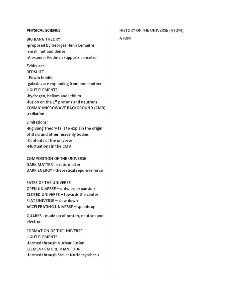 Big Bang Theory & Composition of the Universe | PDF