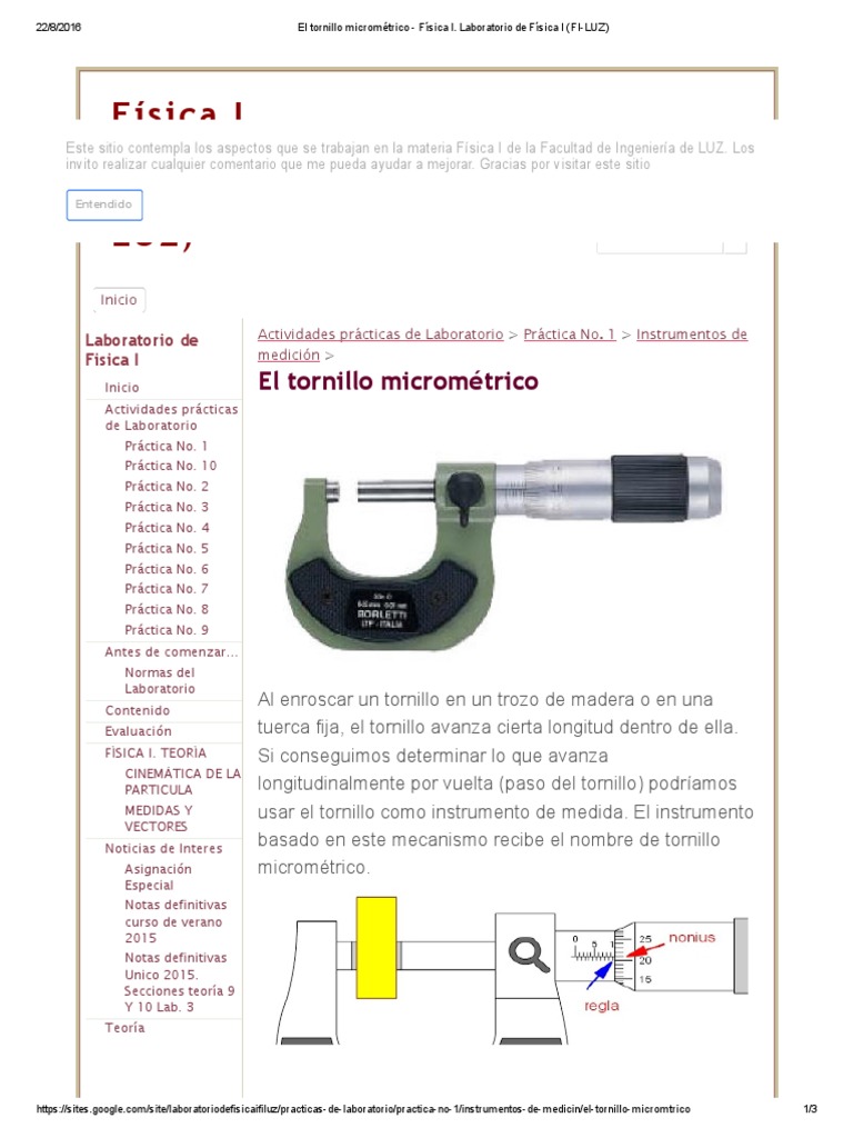 Función del Tornillo Micrométrico | PDF | Herramientas | Naturaleza