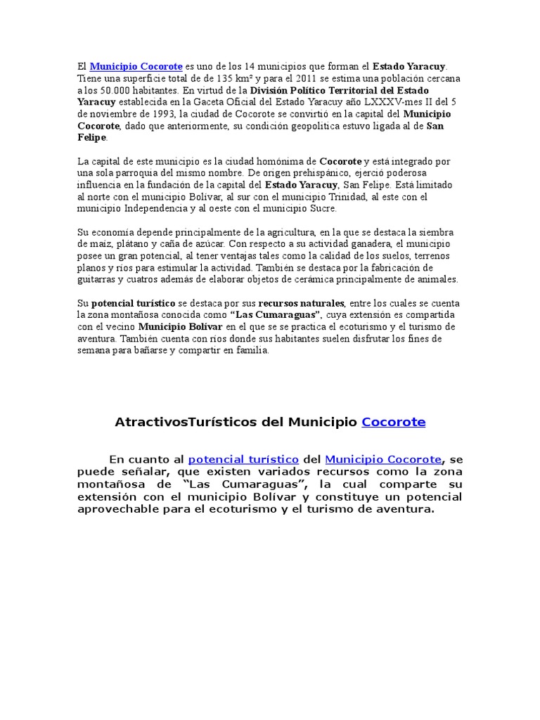 Municipio Cocorote | PDF | Venezuela | Carnaval