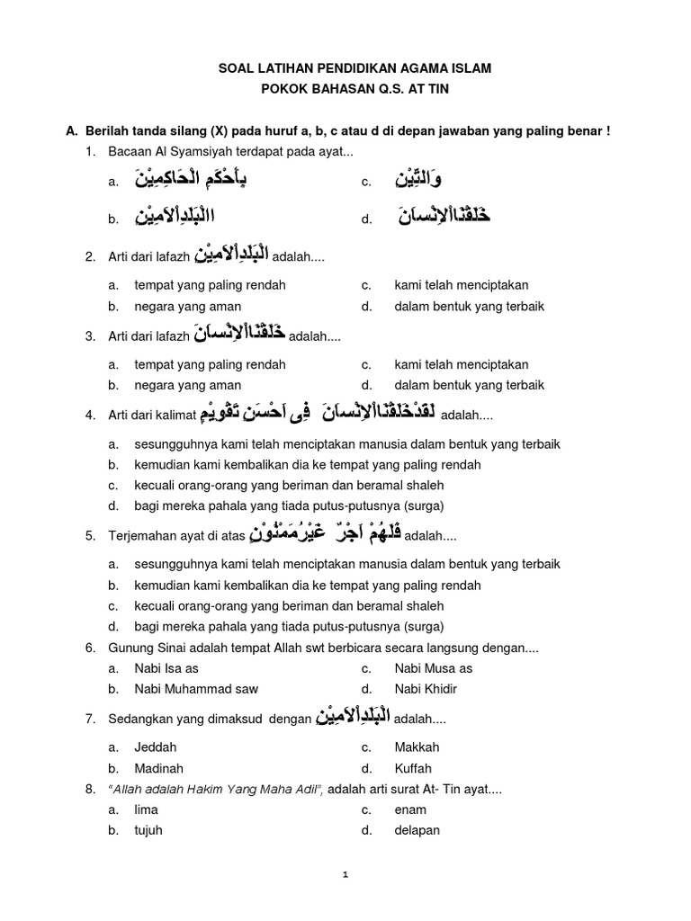 Soal Latihan Q S at Tin1 | PDF