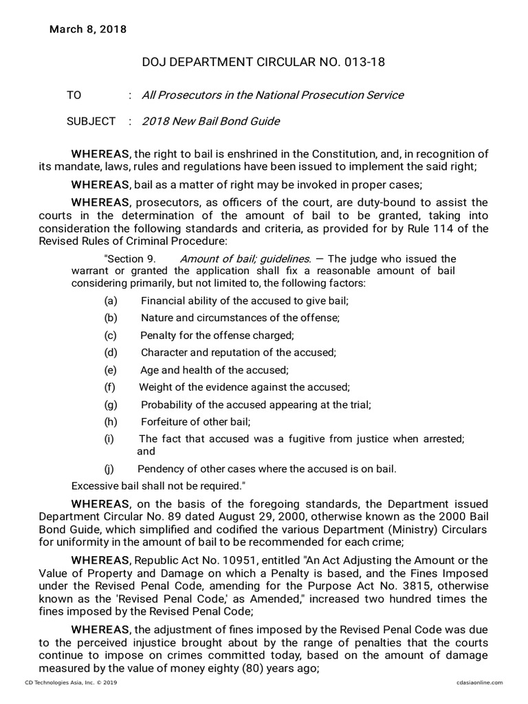 2018 New Bail Bond Guide | PDF | Bail | Criminal Law