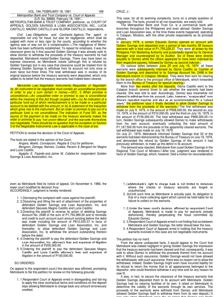 Nego Cases | PDF | Negotiable Instrument | Cheque