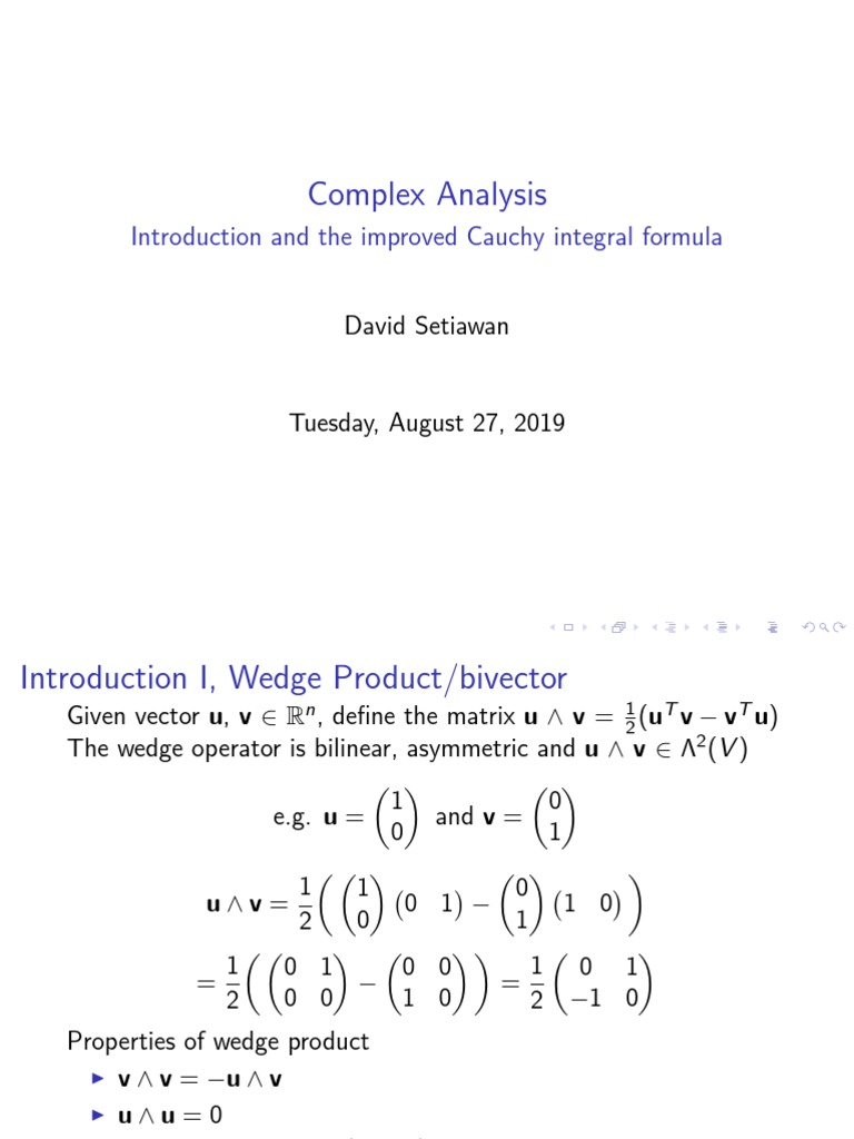 Complex Analysis: Introduction and The Improved Cauchy Integral Formula ...