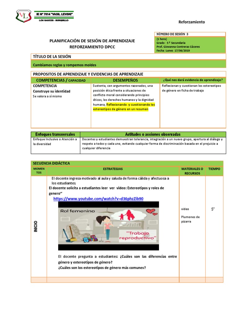 Sesion de DPCC 5º #3 Refuerzo | PDF | Estereotipos | Género