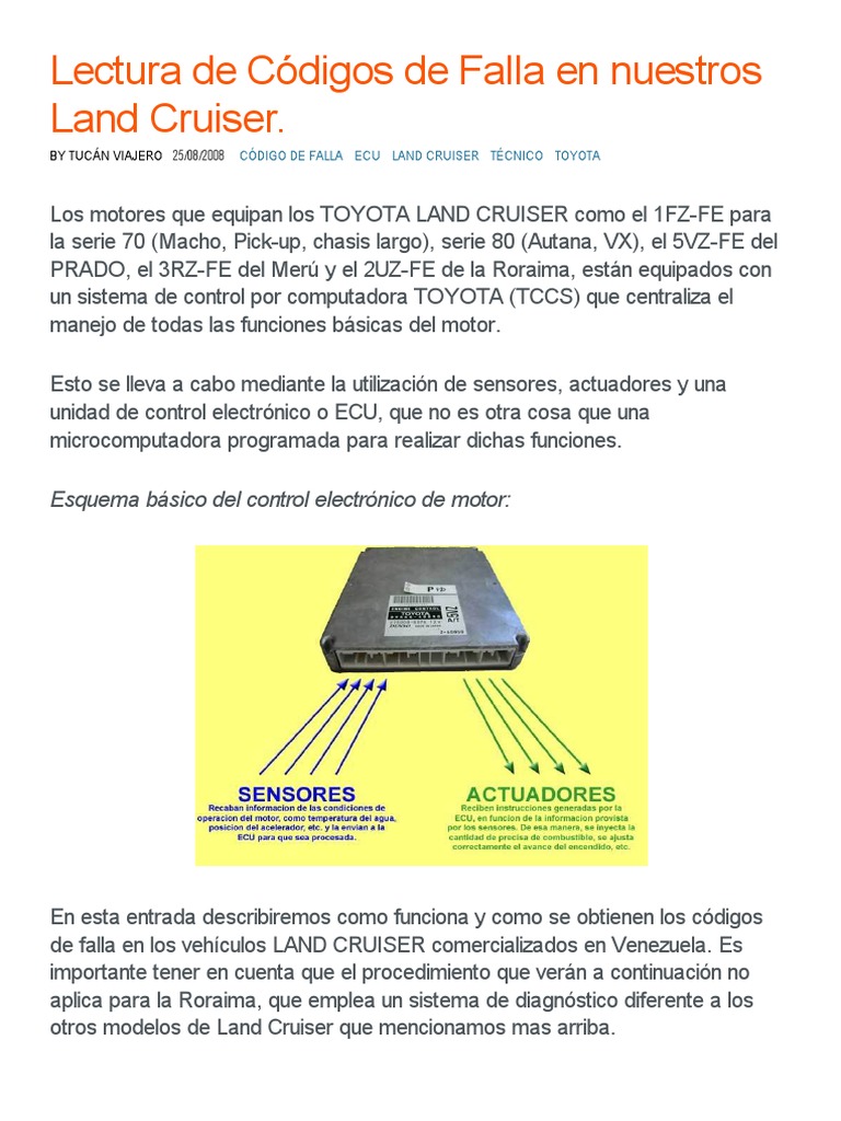 Lectura de Códigos de Falla en Nuestros Land Cruiser | PDF | Ingenieria ...