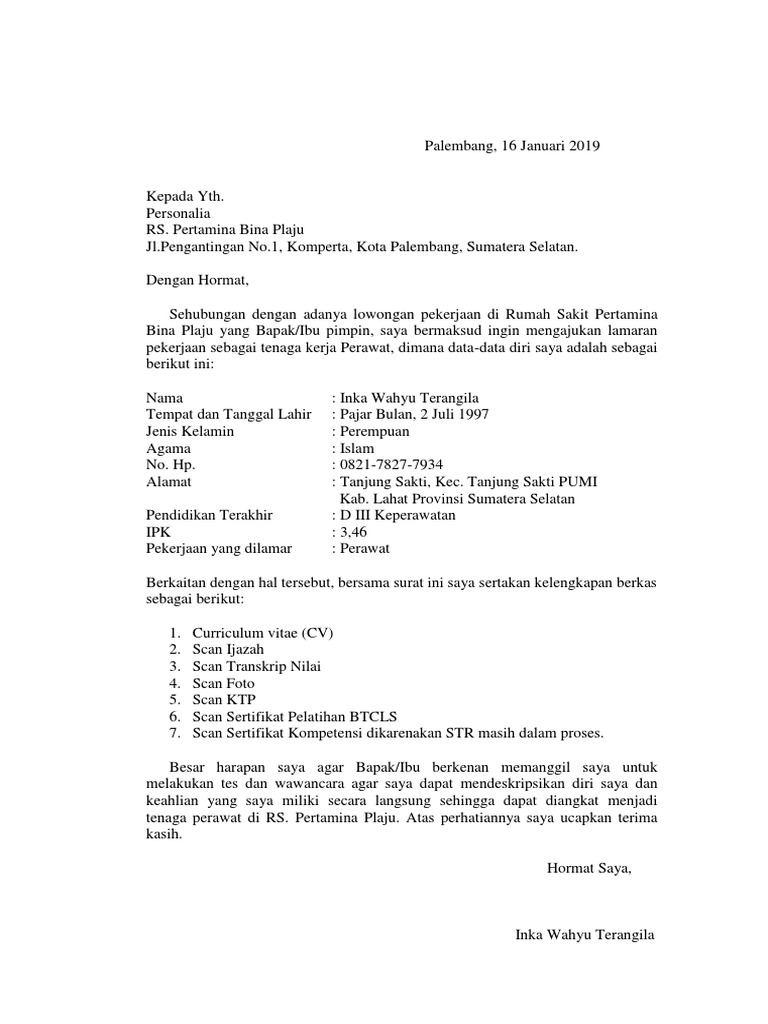 Contoh Surat Lamaran | PDF