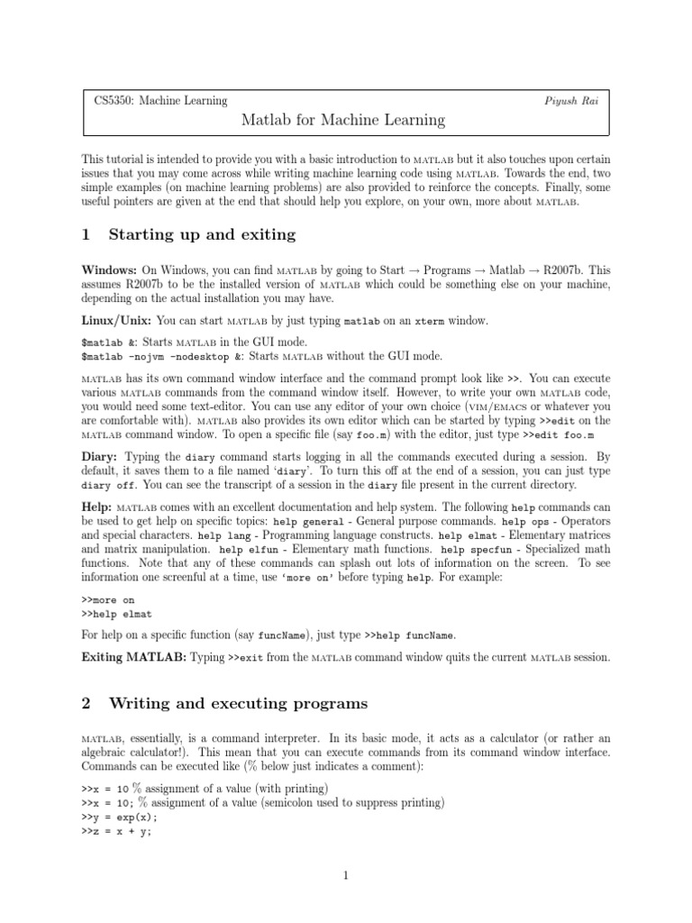 Matlab For Machine Learning | PDF | Principal Component Analysis ...