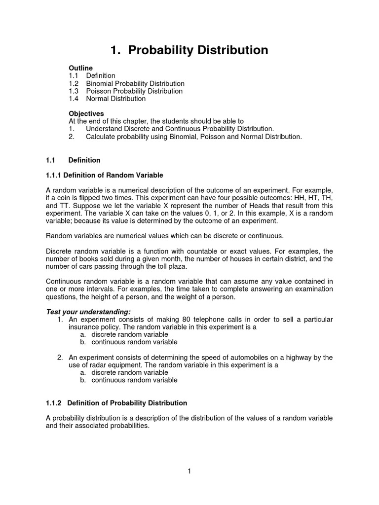 Probability Distributions and Their Applications | PDF | Probability ...