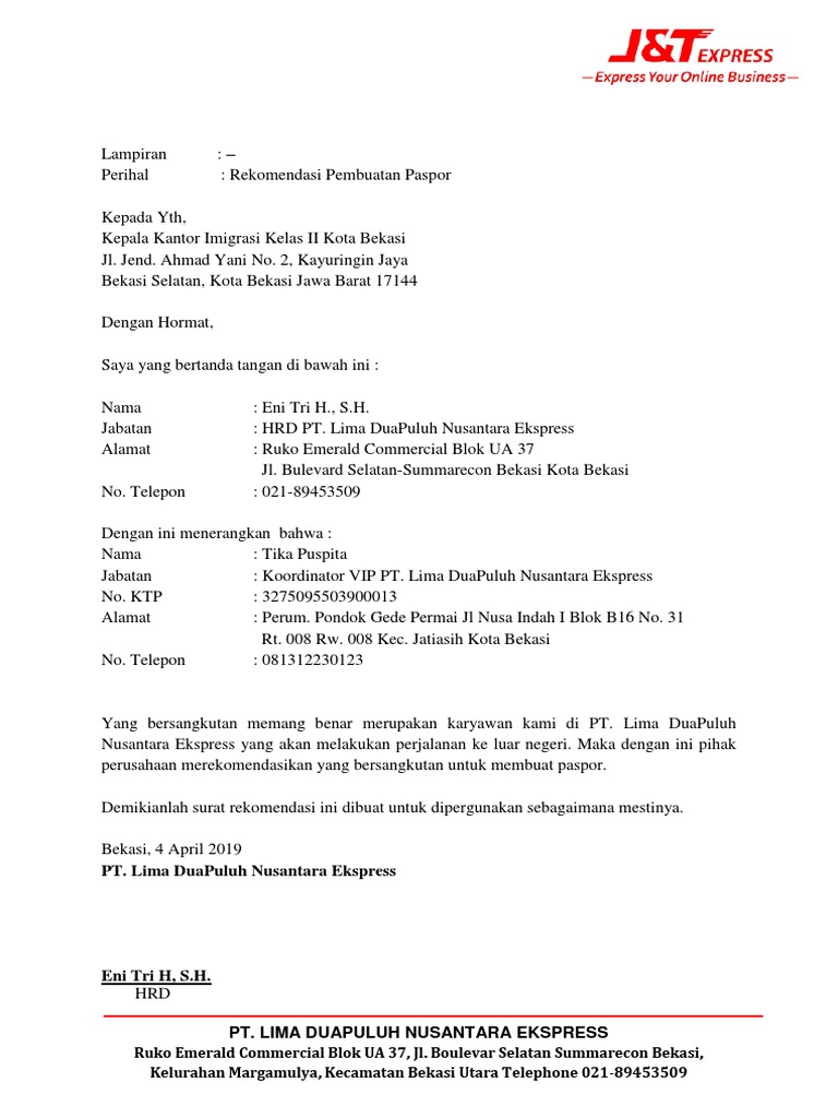 Surat Keterangan Untuk Paspor | PDF