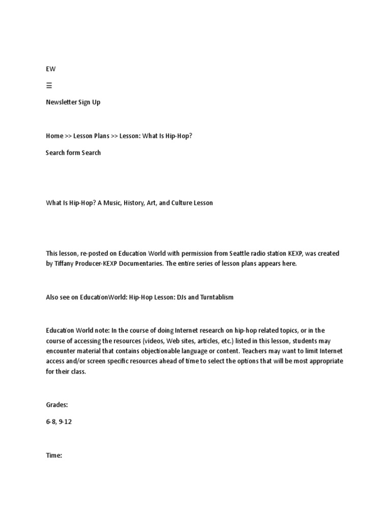 Hiphop Lesson Plan | PDF | Hip Hop Music | Hip Hop
