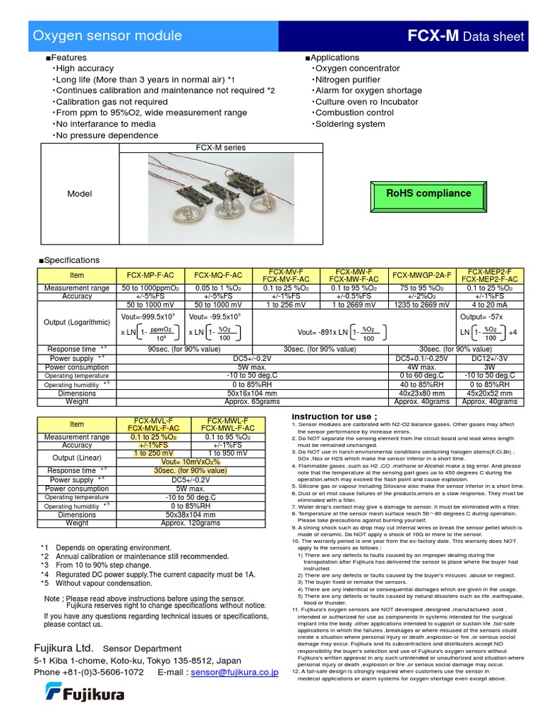 FCX-M: Oxygen Sensor Module | PDF | Combustion | Gases