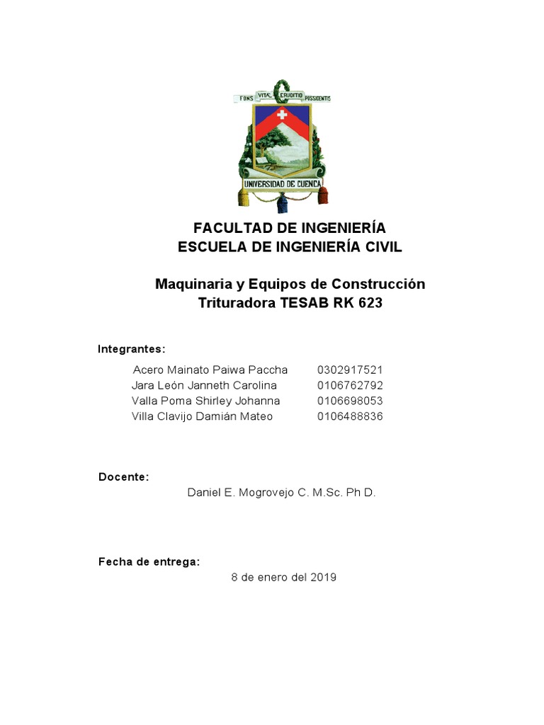 Trituradora TESAB RK 623: Especificaciones y Mantenimiento | PDF ...