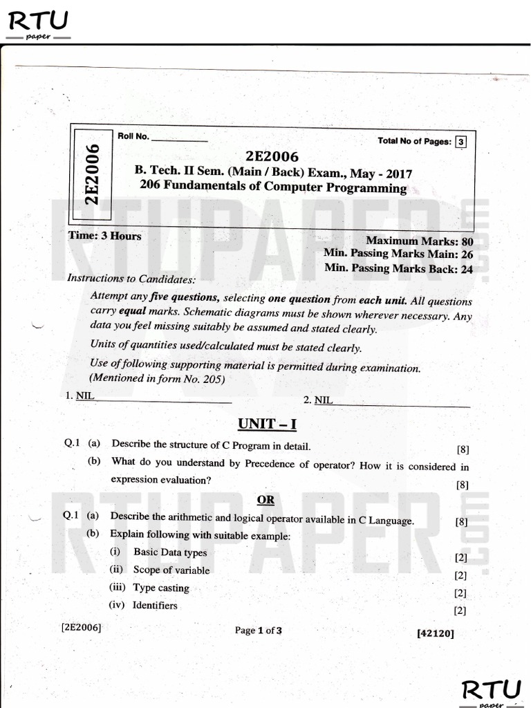 Prog" #Il': Unit.I | PDF | C (Programming Language) | Data Type
