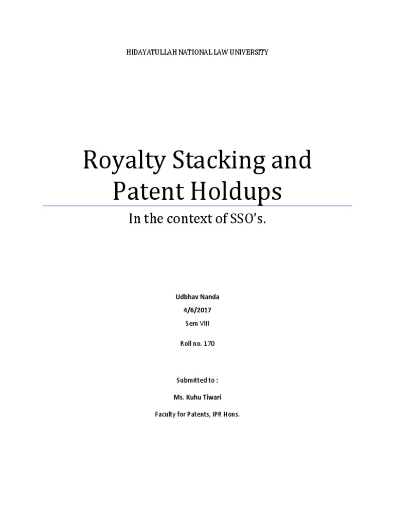 Royalty Stacking and Patent Holdups | PDF | Intellectual Property ...