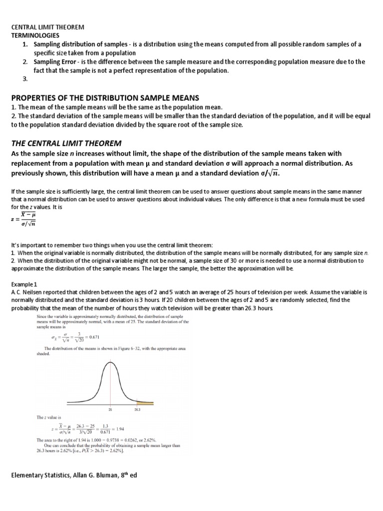 CLT PDF | PDF | Mean | Normal Distribution