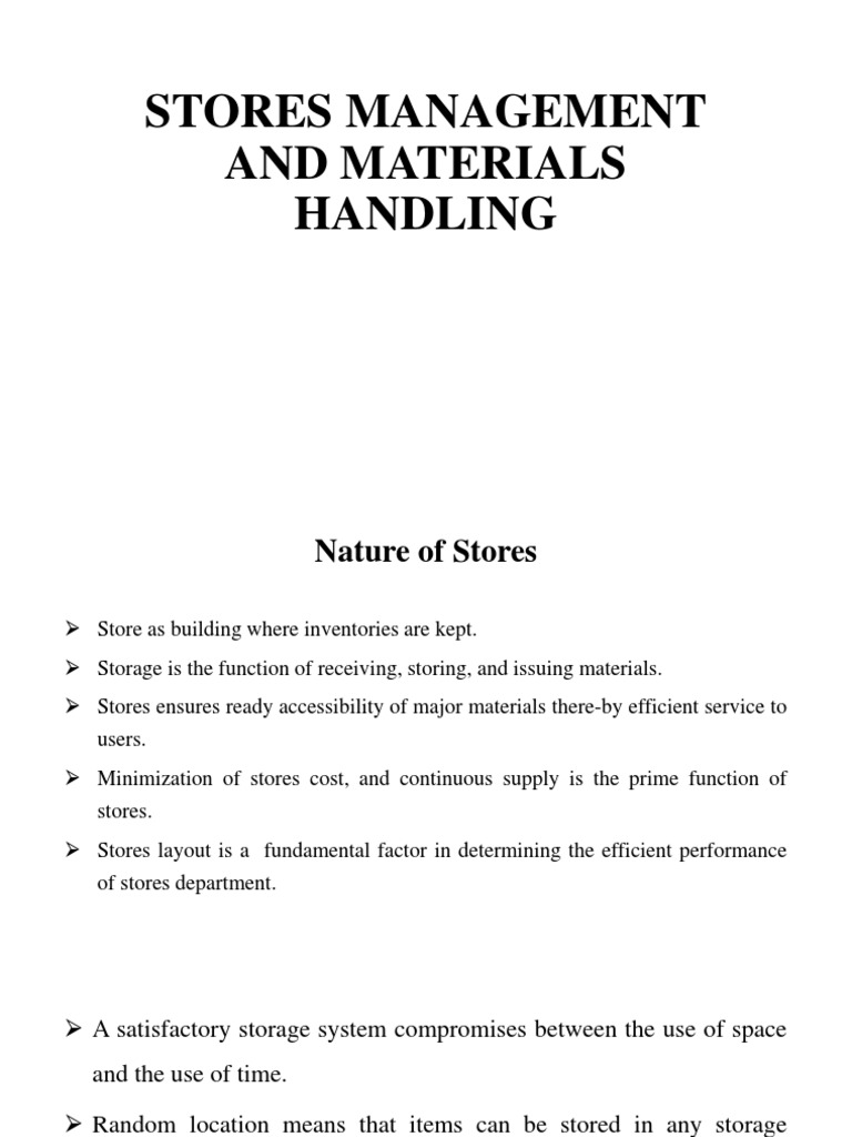 Stores Management and Materials Handling | PDF | Inventory | Economic ...
