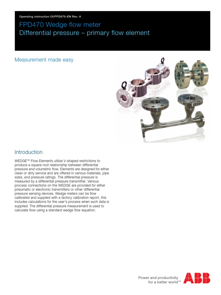 Differential Pressure - Primary Flow Element: FPD470 Wedge Flow Meter ...