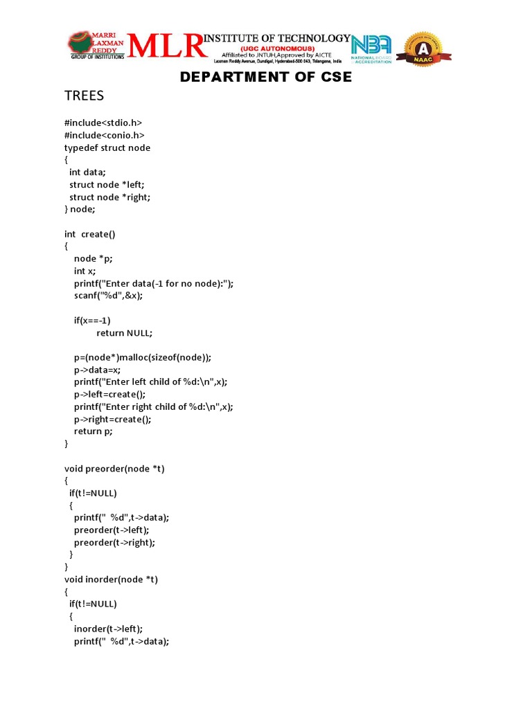Trees: Department of Cse | PDF | Computers