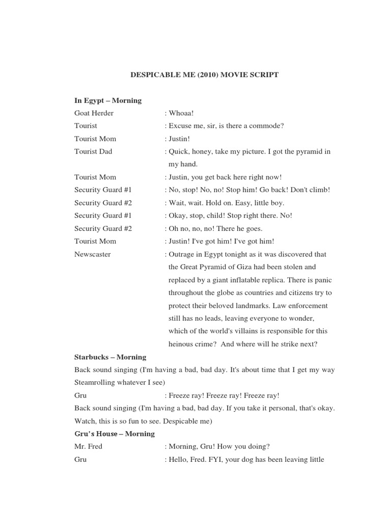 Despicable Me (2010) Movie Script | PDF | Nature