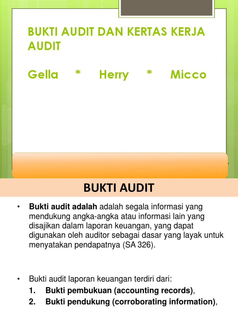 Dokumen Audit: Bukti Audit dan Kertas Kerja Audit | PDF