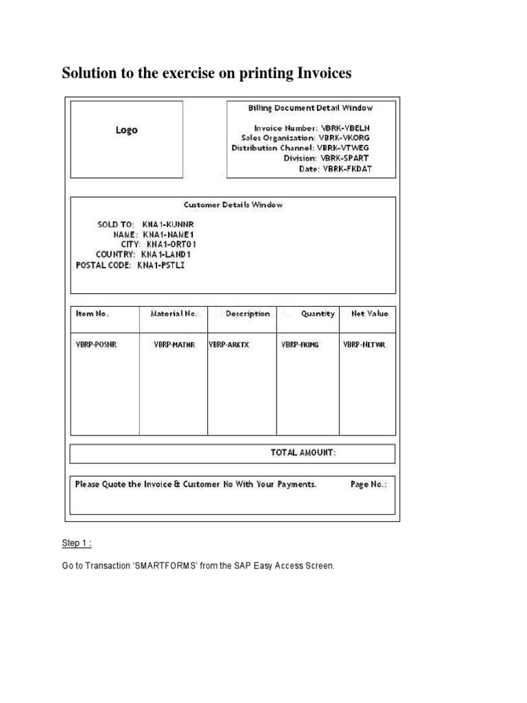 SAP Smart Forms Invoice Creation Guide | PDF | Button (Computing ...