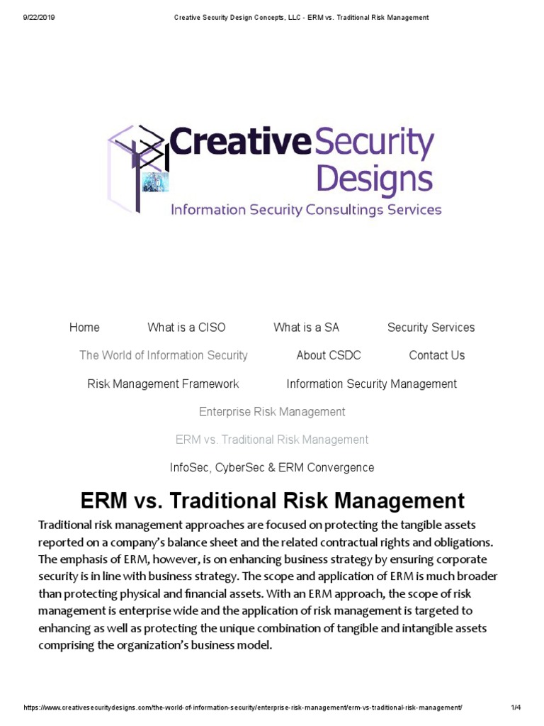 ERM vs. Traditional Risk Management | PDF | Risk Management ...