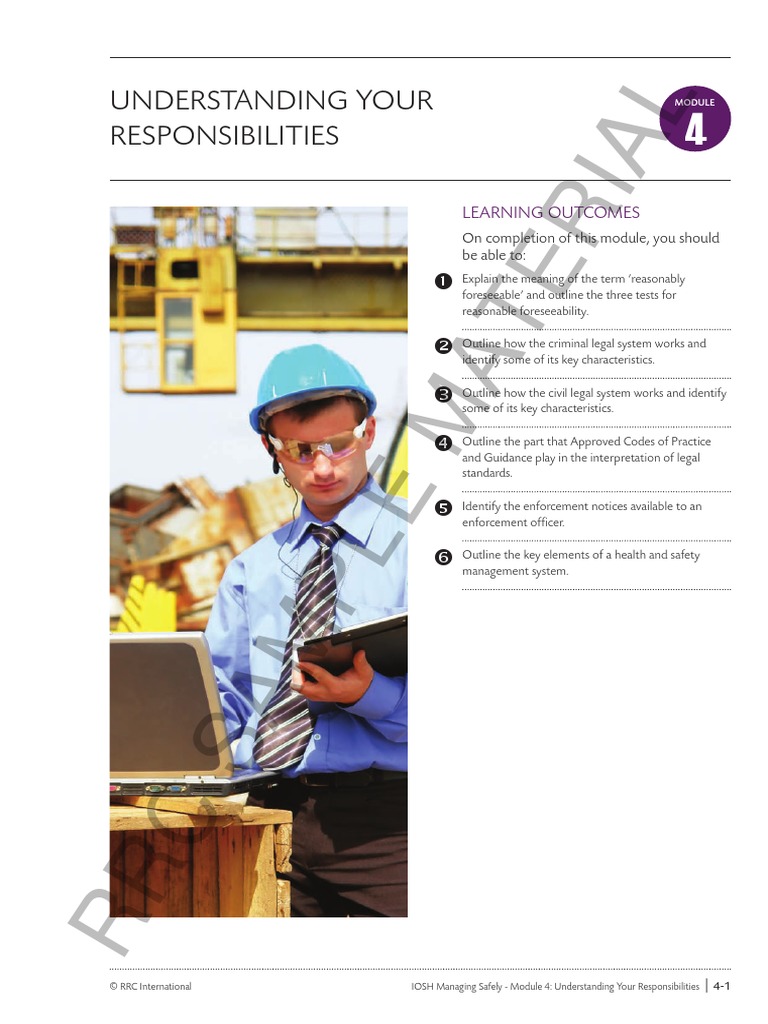 Iosh MS Sample Material PDF | PDF | Duty Of Care | Negligence