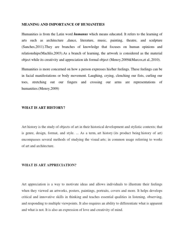 Meaning and Importance of Humanities 2 | PDF | The Arts | Performing Arts