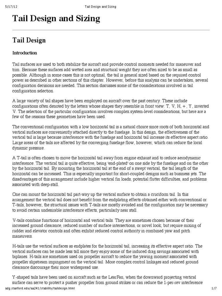 Tail Design and Sizing | PDF | Empennage | Aerospace